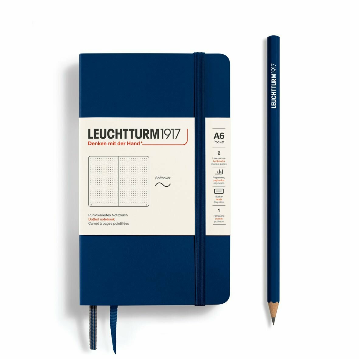 Блокнот Leuchtturm1917 Classic A6 (9x15см.) 80г/м2 - 123 стр. в точку, мягкая обложка, цвет: Синий Неви