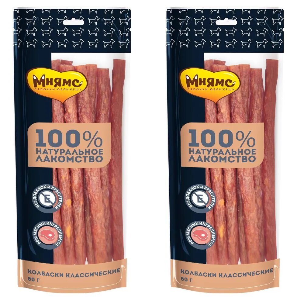 Лакомство Мнямс На каждый день для собак Колбаски классические, 2 шт х 80 гр