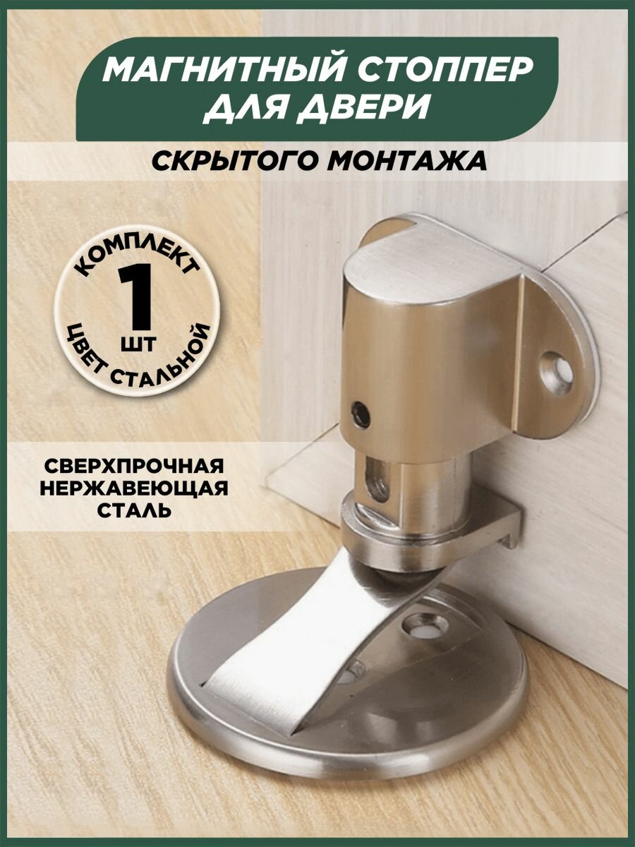 Магнитный стоппер скрытого монтажа для двери