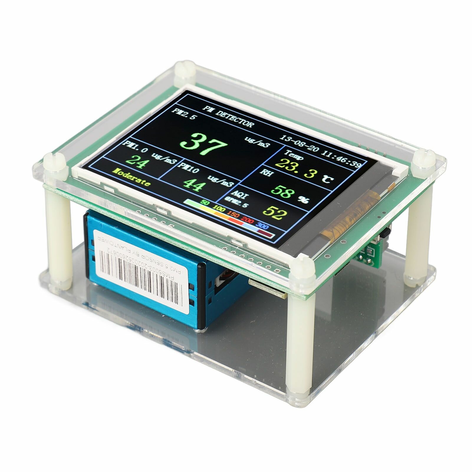 Детектор PM2.5 качества воздуха для внутренних помещений с датчиками PM1.0 PM2.5 PM10 HCHO CO2, температурой и влажностью