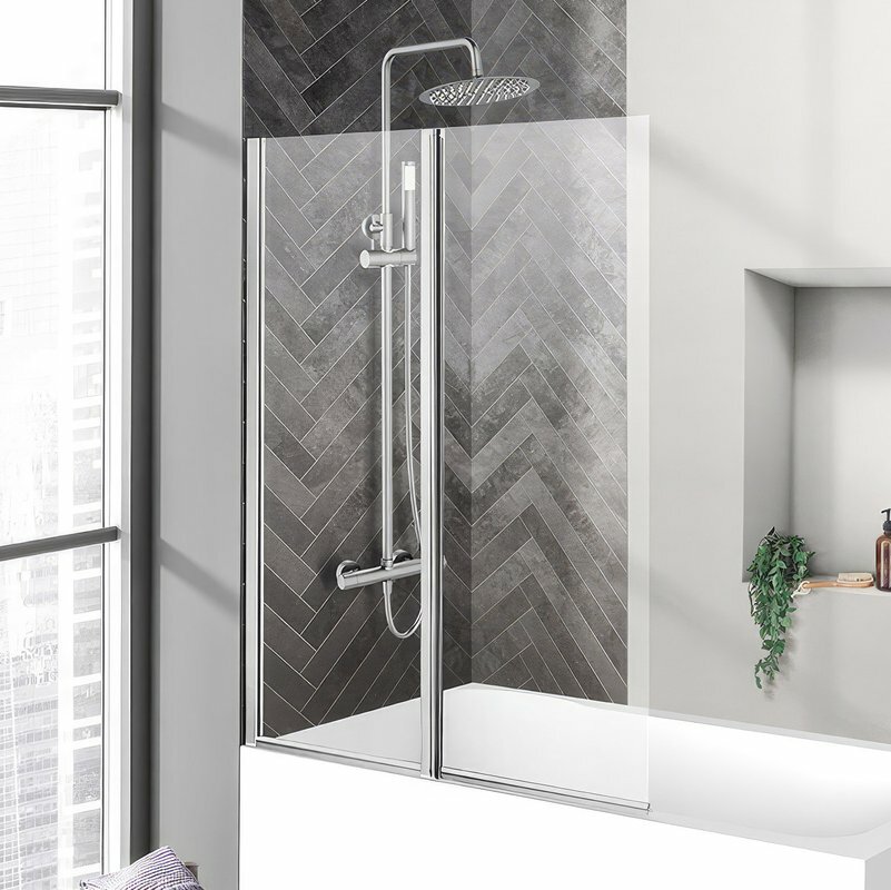 Шторка на ванну BelBagno Uno V-2-120/150-C-Cr стекло прозрачное