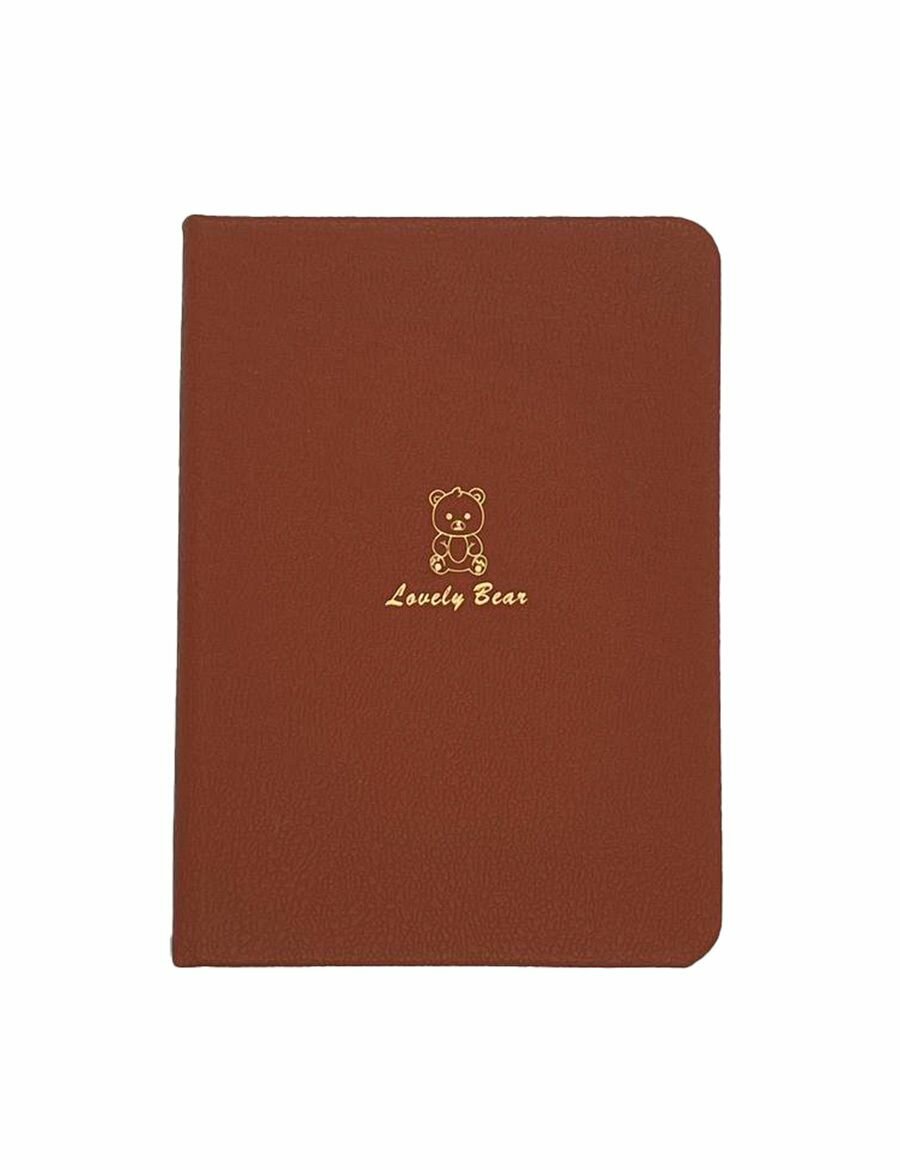 Блокнот мини А7 Милый мишка в клетку компактный карманный коричневый