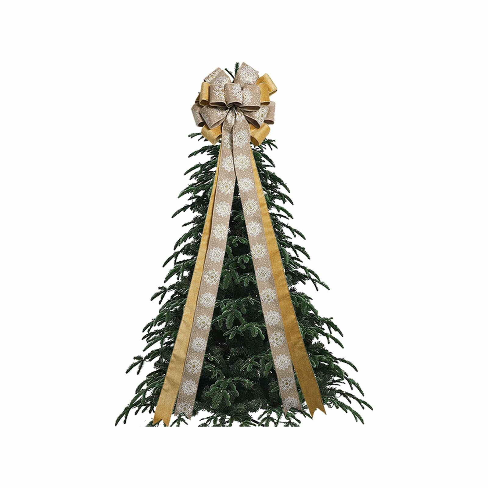 Рождественская елка с бантом из полиэстера, 113x33 см, Рождественское украшение из полиэстера