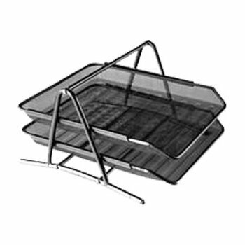 Лоток для бумаг горизонтальный deVENTE, 2 секции, сборный, металл сетчатый, черный