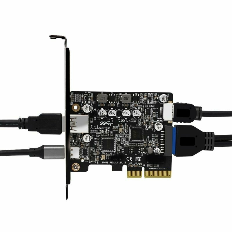 PCIE к USB 3.2 Gen2 Type-C, передача данных 10 Гбит/с, контроллер быстрой зарядки, карта PCI-E типа 19P20P