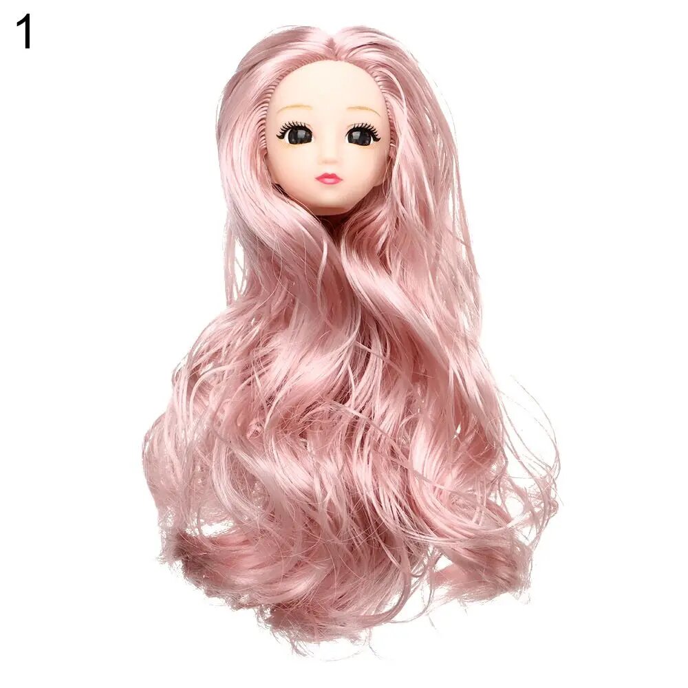 Шарнирная кукольная голова 1/6 для кукол 30 см с длинными волосами красного цвета Розовый, 1