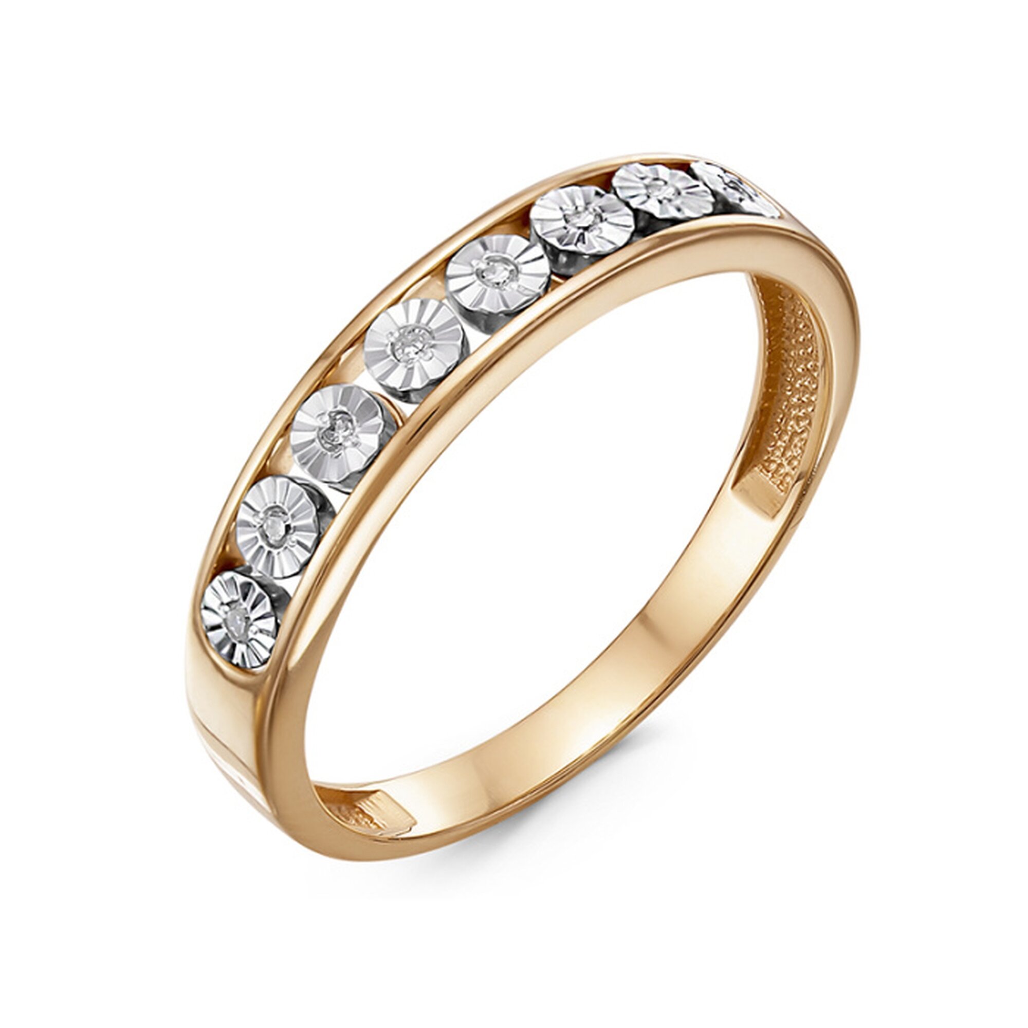 Кольцо дорожка, красное золото, 585 проба, бриллиант