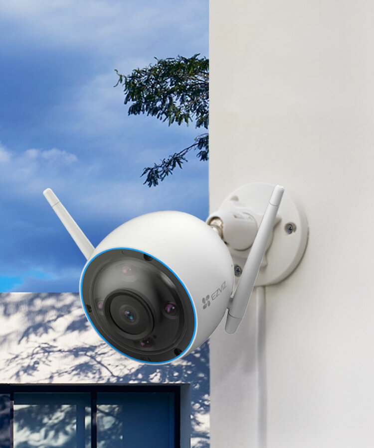 Уличная Wi-Fi Камера EZVIZ H3 Color Night Pro 2880 x 1620p (2.8mm), microSD, H.265 с цветной ночной съемкой, 5МП (3K), ИК подсветка до 30м, белая