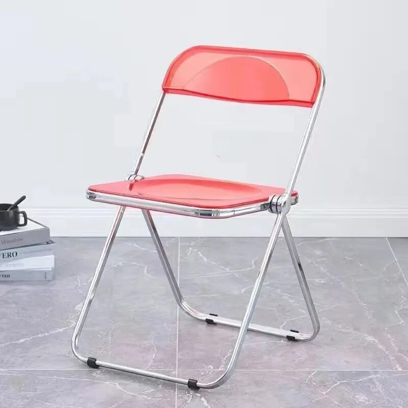 Стул складной, плексиглас, нержавеющая сталь, красный, складная конструкция, нагрузка до 100кг