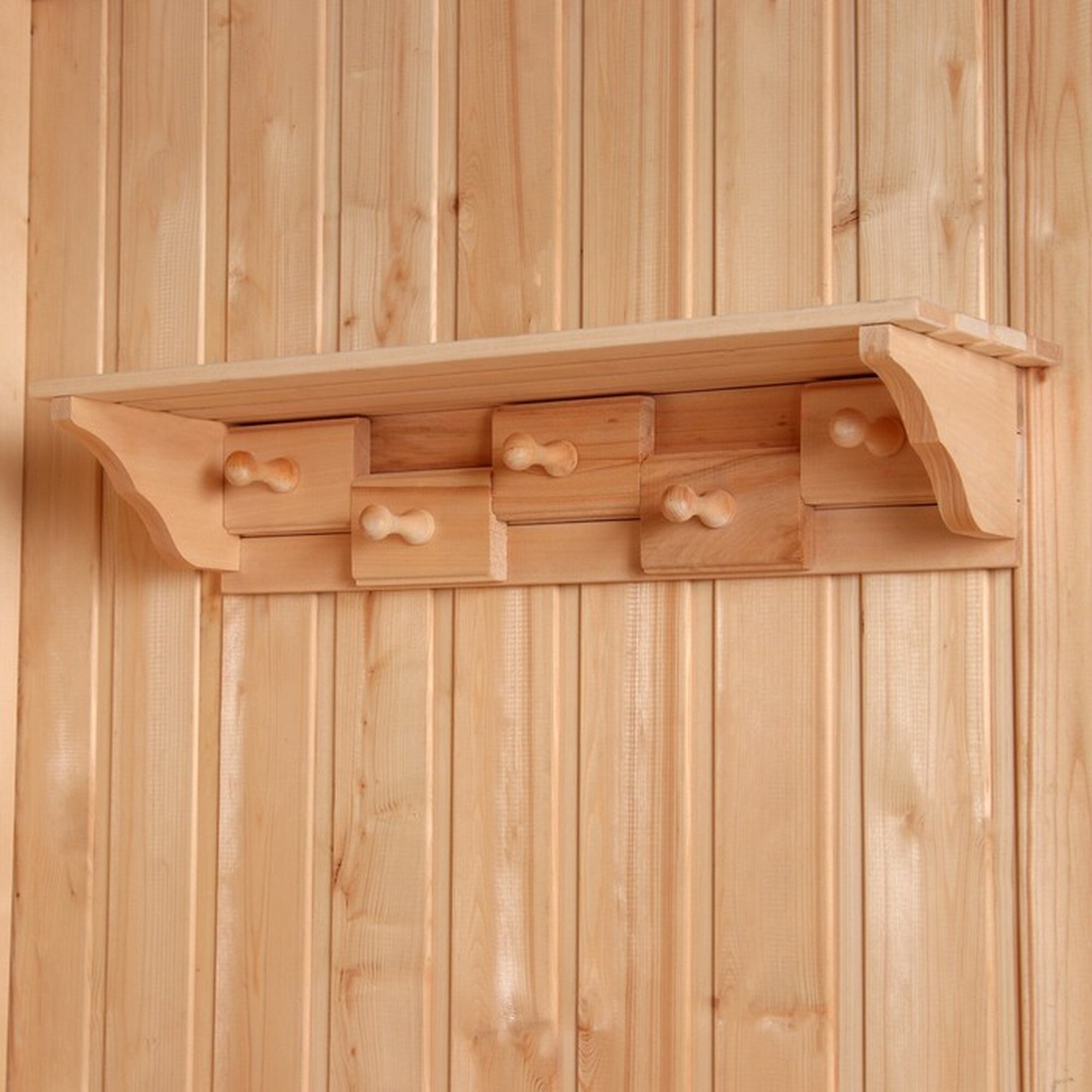 Вешалка Добропаровъ 10071398, деревянная, 5 крючков, 16.5 х 11.5 см, бежевая