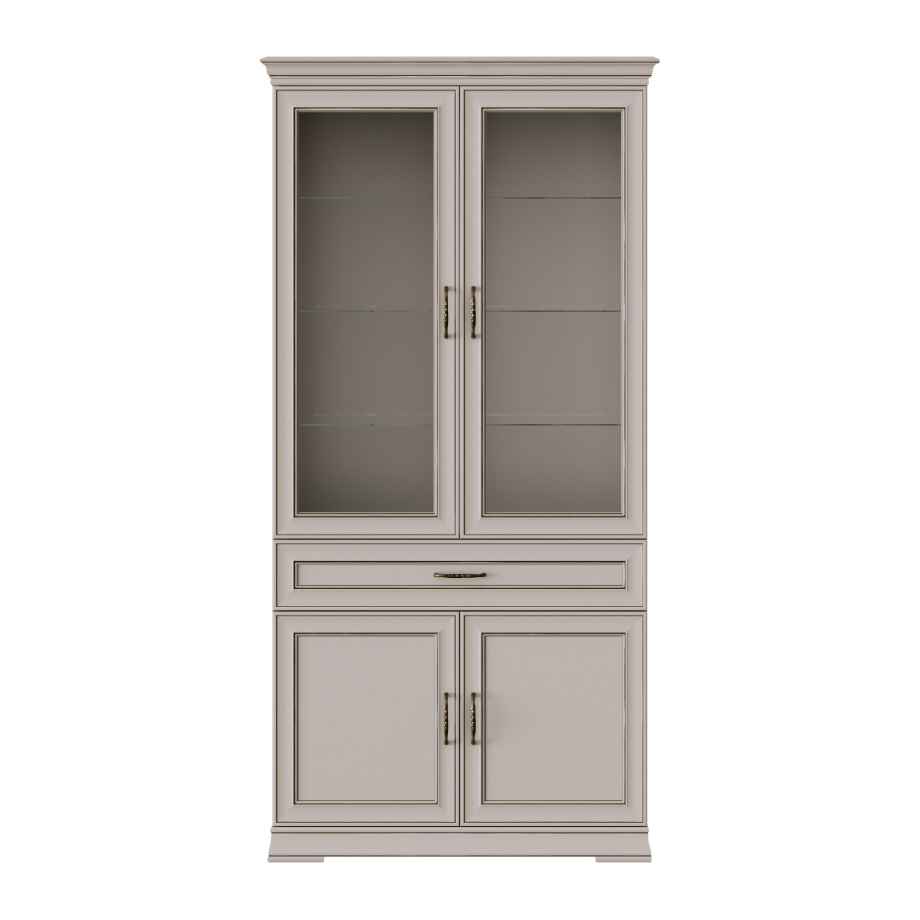 Витрина двухдверная БРВ Мебель флоренция REG2W2D1S персидский жемчуг ш. 106.0 см, в. 214.5 см, г. 45.0 см.