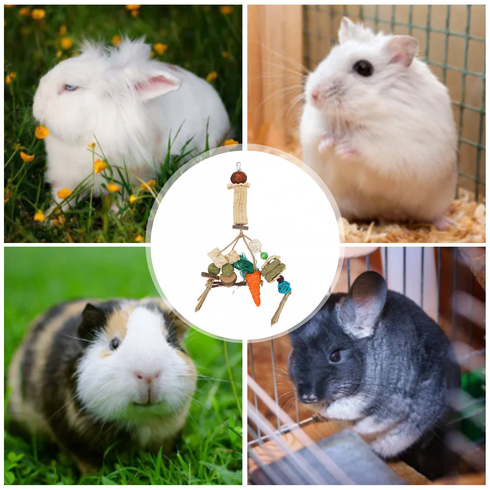 Подвесные игрушки для жевания в клетке для кроликов Игрушки для жевания при скрежетании зубами у морских свинок, шиншилл, хомяков, крыс