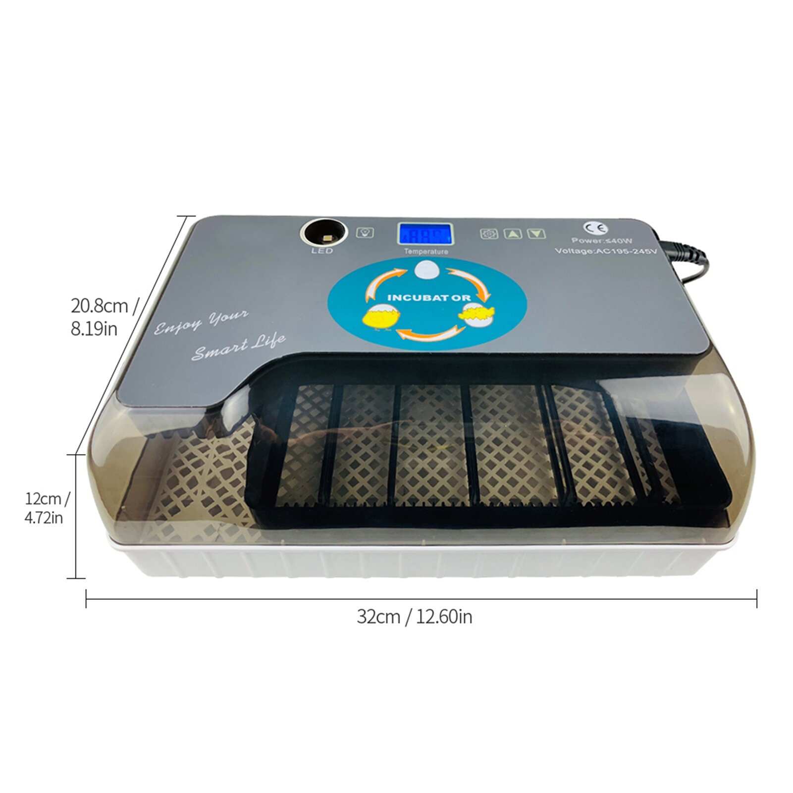 Цифровой инкубатор для яиц Автоматический инкубатор для яиц с тестером яиц Автоматический поворот яиц Инкубатор для птицы на 12 яиц