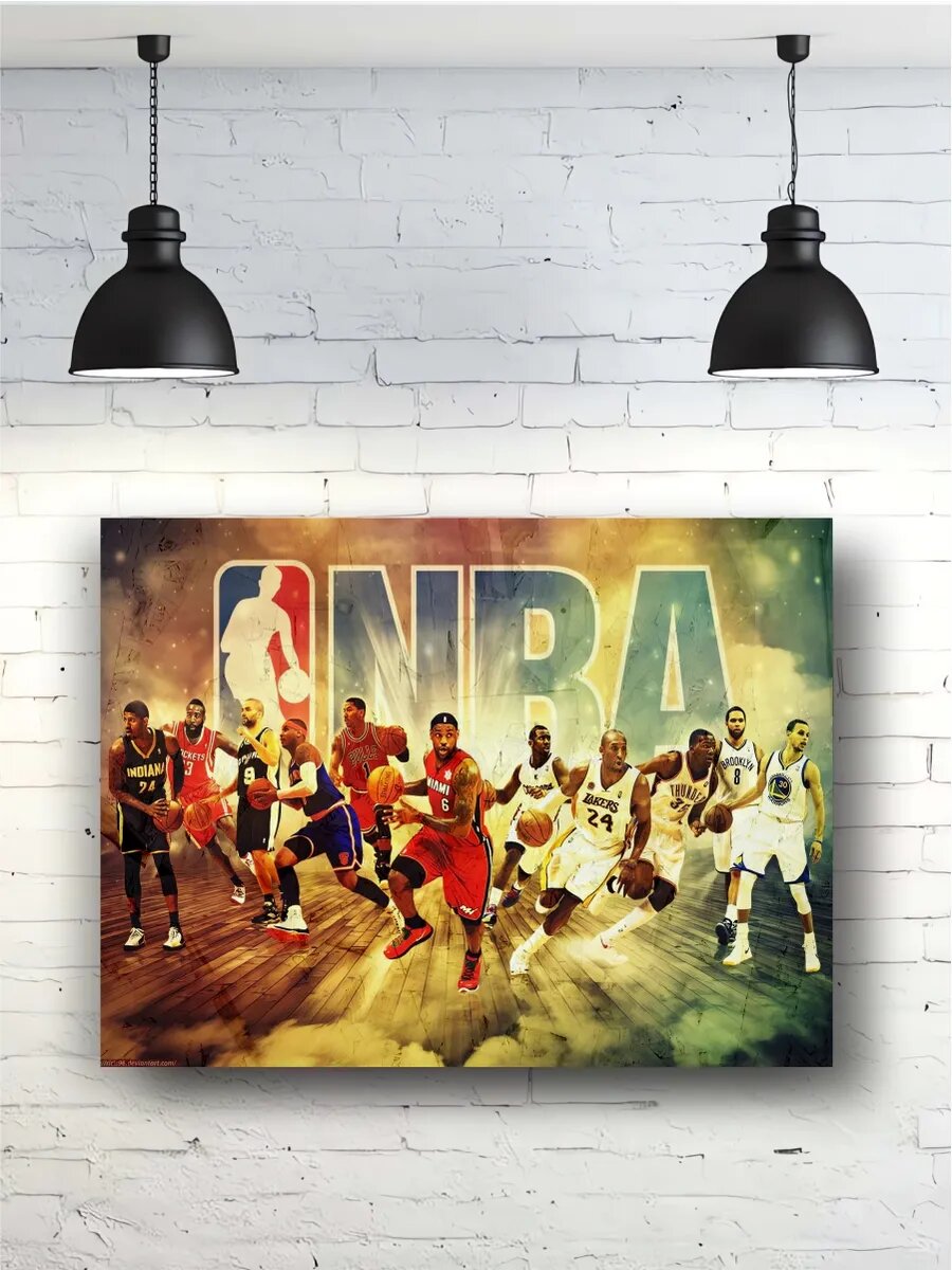 Картина на дереве OSB "Баскетбол, звезды NBA"