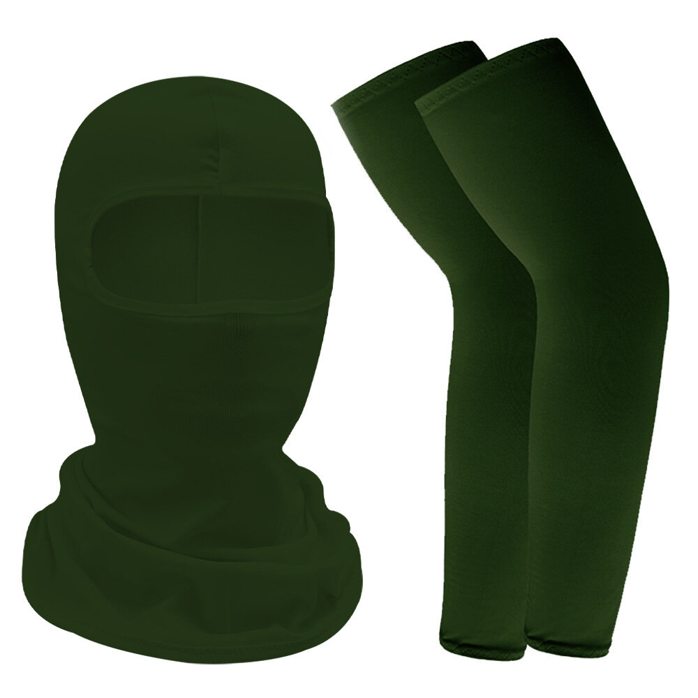 Спортивная балаклава "Комплект с рукавами" Зеленый, всесезон