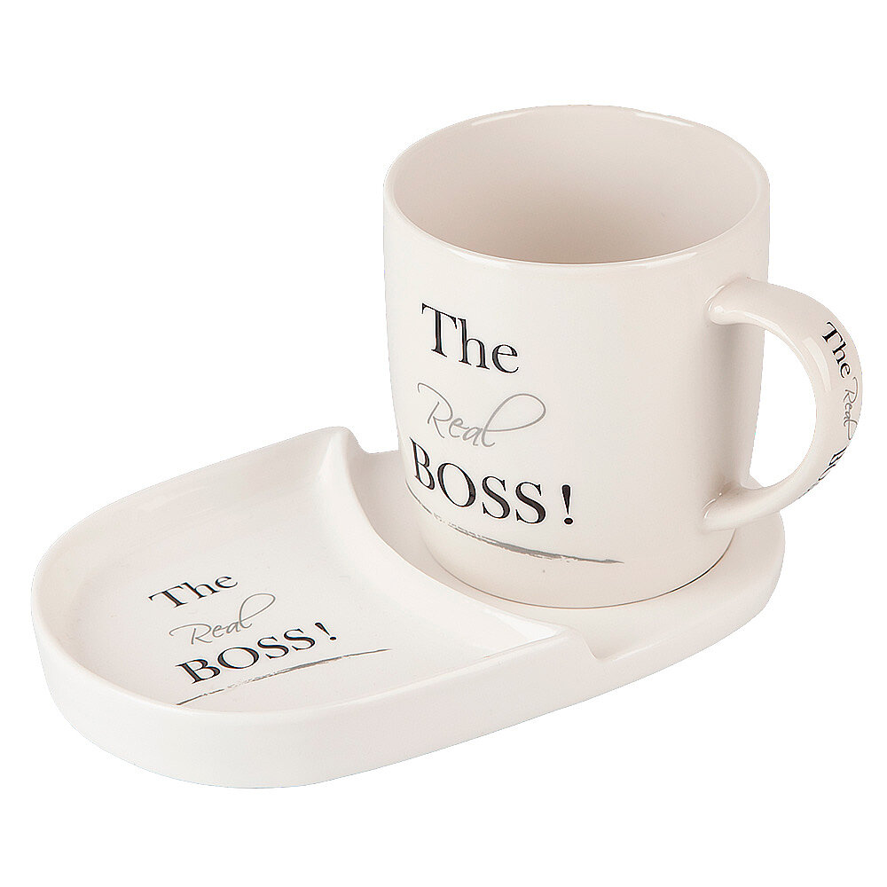 Чайная пара Nouvelle "THE REAL BOSS" , фарфор, 19 см х 12 см, 380 мл