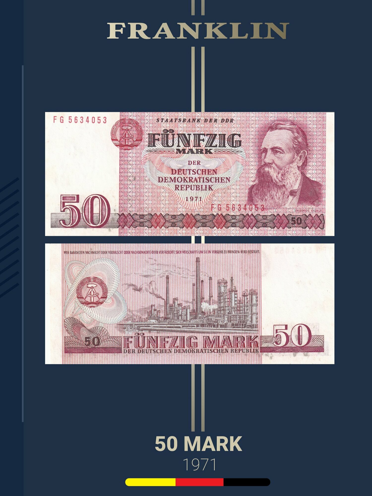 Банкнота Германия 50 марок 1971 год (XF) Pick 30 ГДР