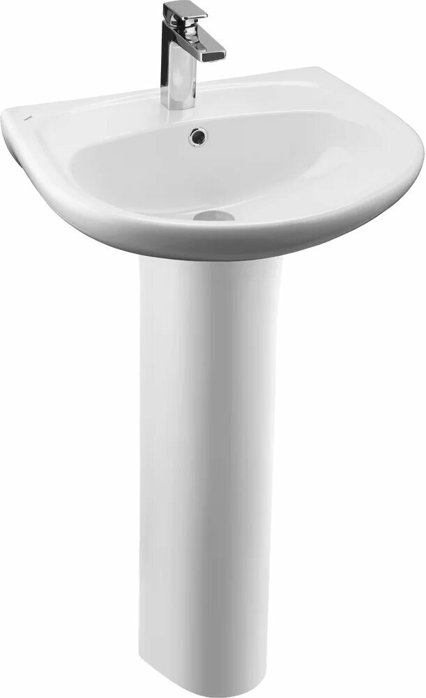 Раковина подвесная Santek Анимо 1WH110508 58 с пьедесталом, подвесная, 58 см, фарфоровая, раковина для ванной, белая, полукруглая