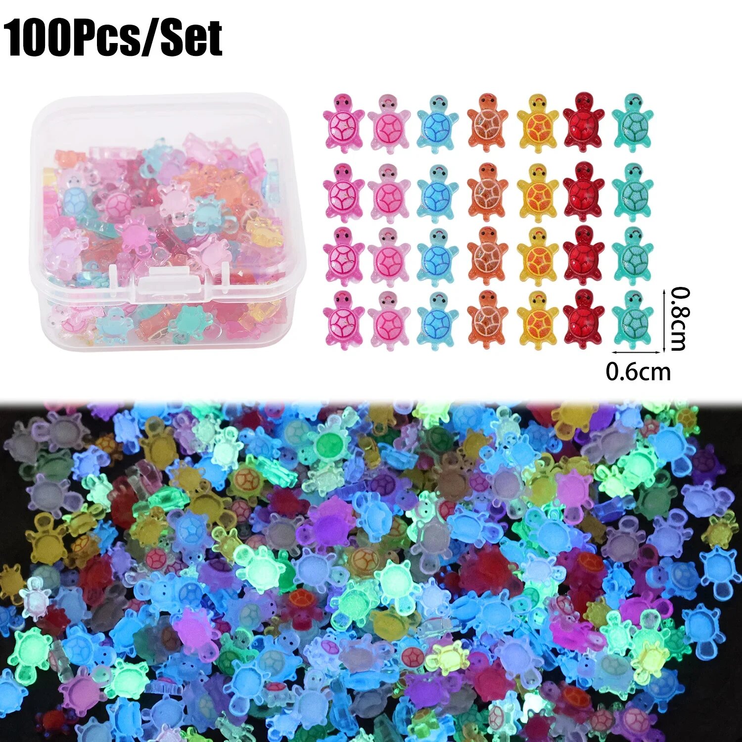 Светящиеся мини-черепашки из резины Small size-100PCS