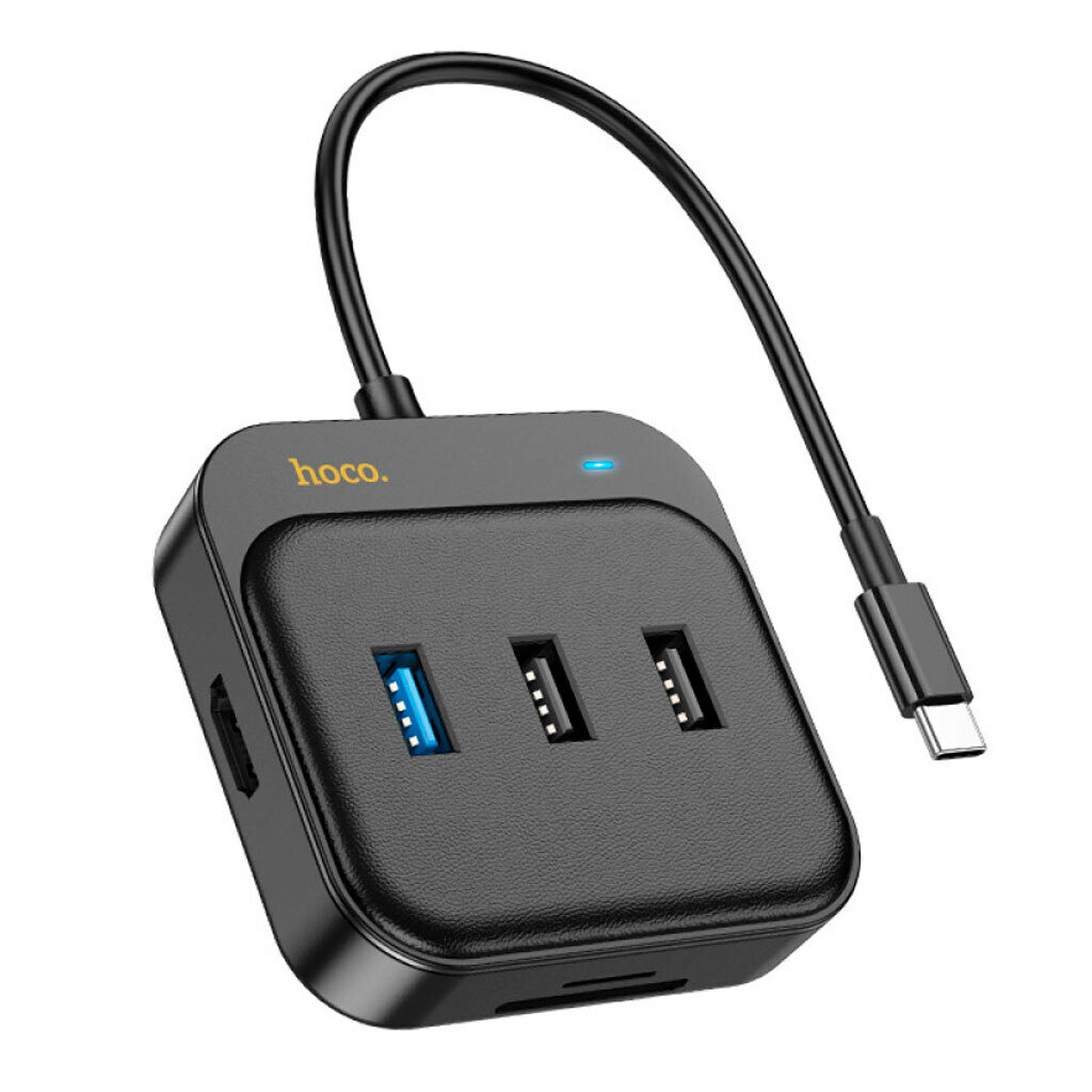 USB-хаб HOCO HB36, с Type-C, HDMI, USB 3.0, 2xUSB 2.0, PD, черный