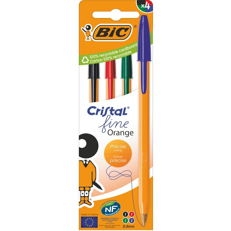 Набор шариковых ручек неавт. BIC ORANGE набор 4цв асс 8308541/516337Франция
