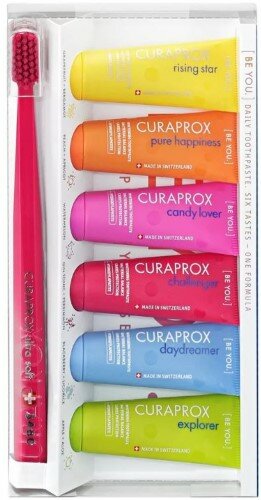 Curaprox набор зубных паст шесть вкусов 10 мл 6 шт. +зубная щетка ultrasoft