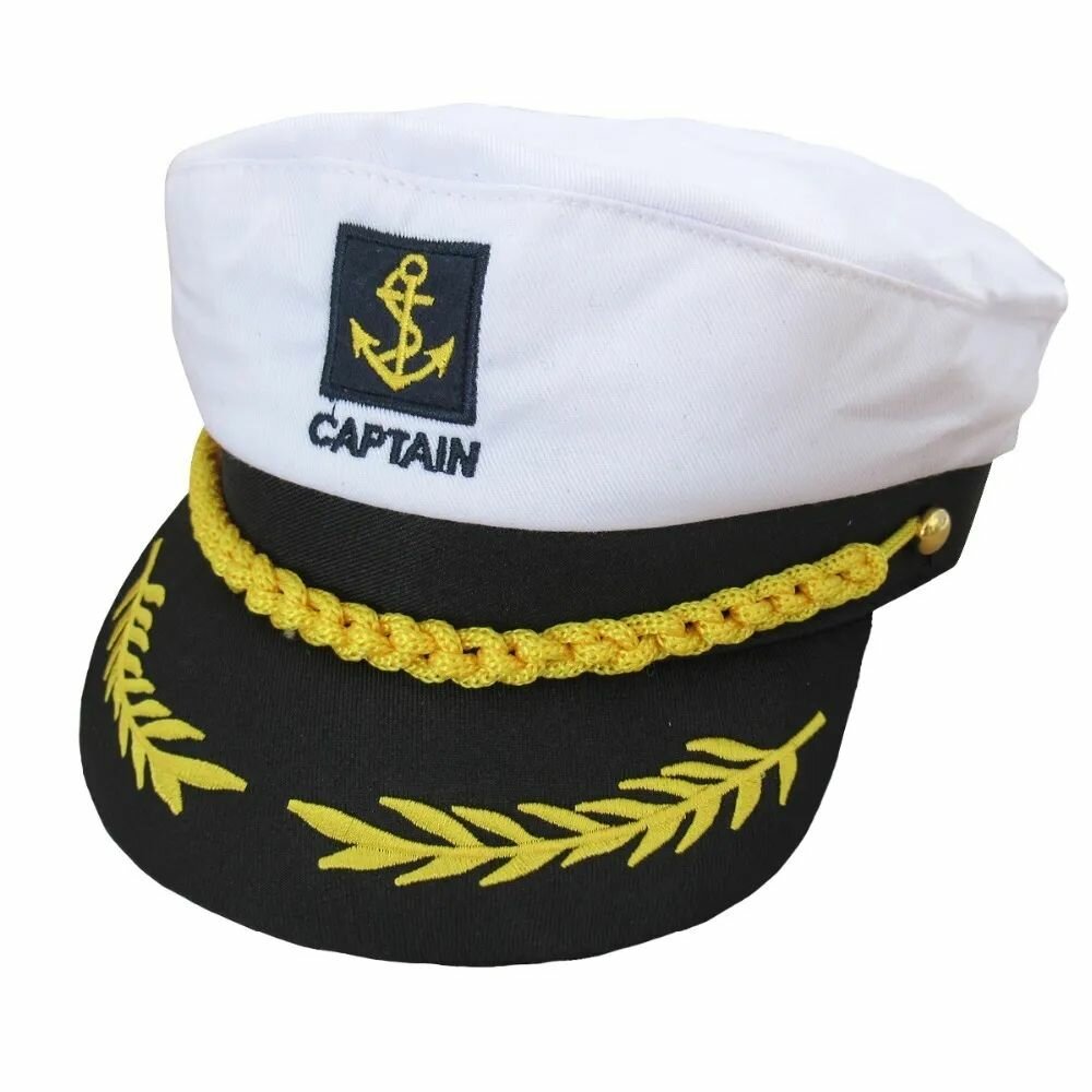 Фуражка морская взрослая капитанская "Captain", кепка капитана моряка с козырьком (Набор 2 шт.)