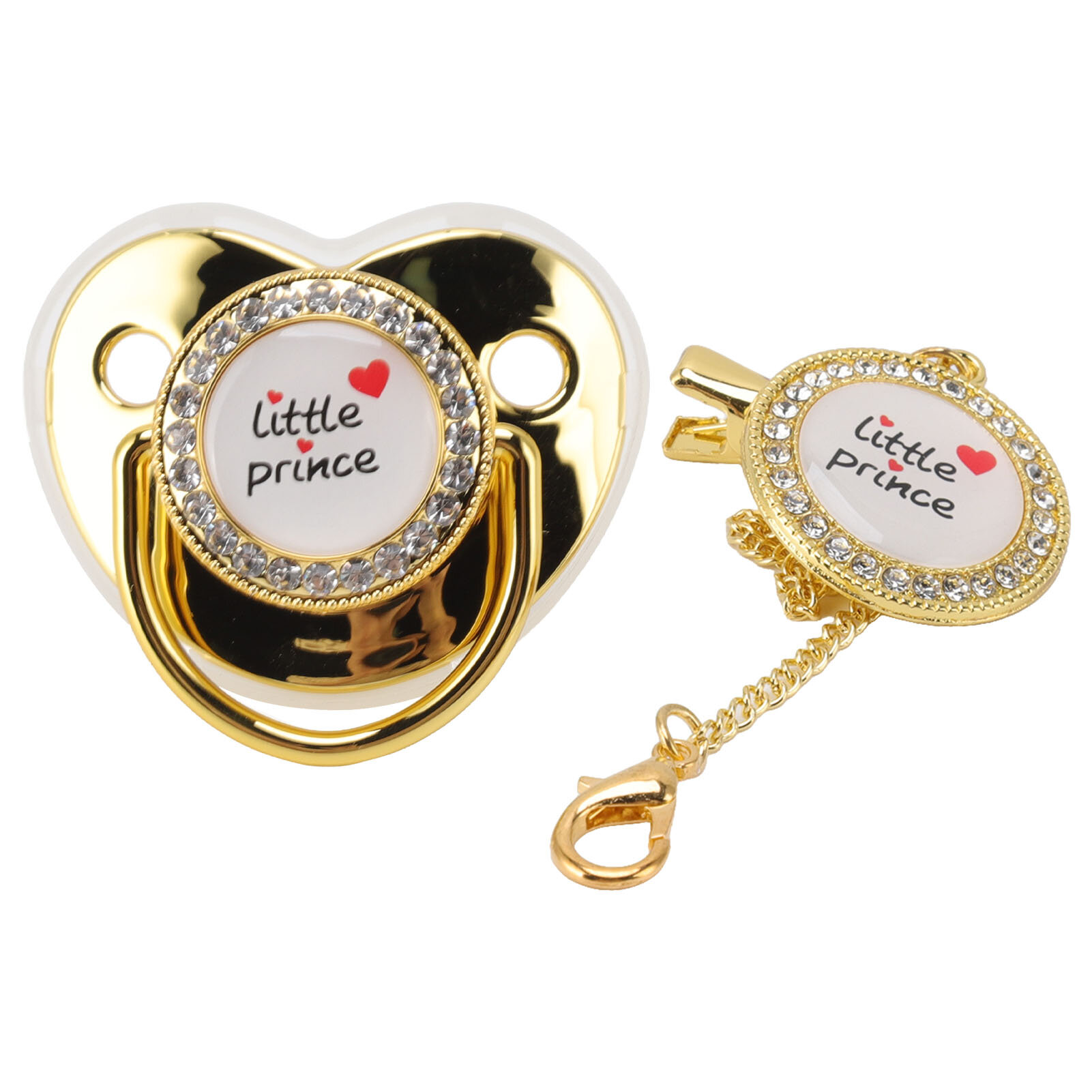 Роскошная детская соска-пустышка без бисфенола А, маленький принц, стразы, золотистая блестящая соска-пустышка для новорожденных от 6 до 18 месяцев, детское золото