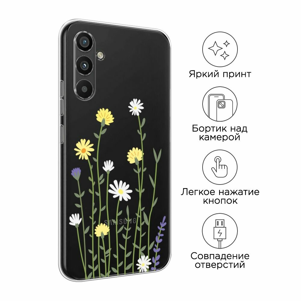 Чехол на Samsung Galaxy A34 / Самсунг A34 с принтом "Пучок полевых цветов", прозрачный — фото 1