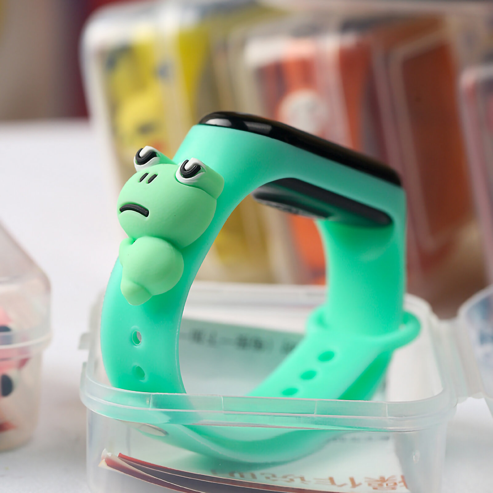 Часы детские светодиодные, мультяшные (лягушка), зеленые, waterproof, touch