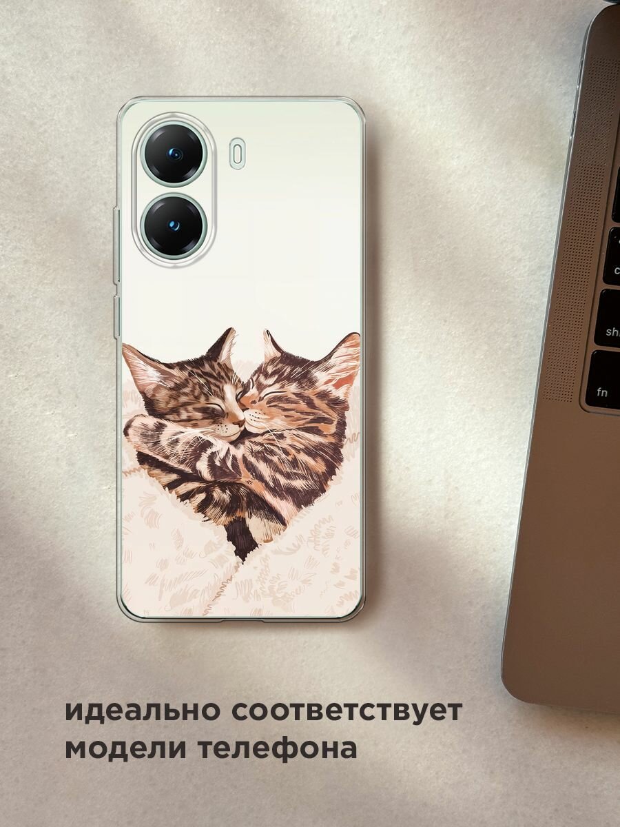Чехол на Poco X7 Pro / Поко X7 Про с принтом "Влюбленные котейки - 14 февраля" — фото 1