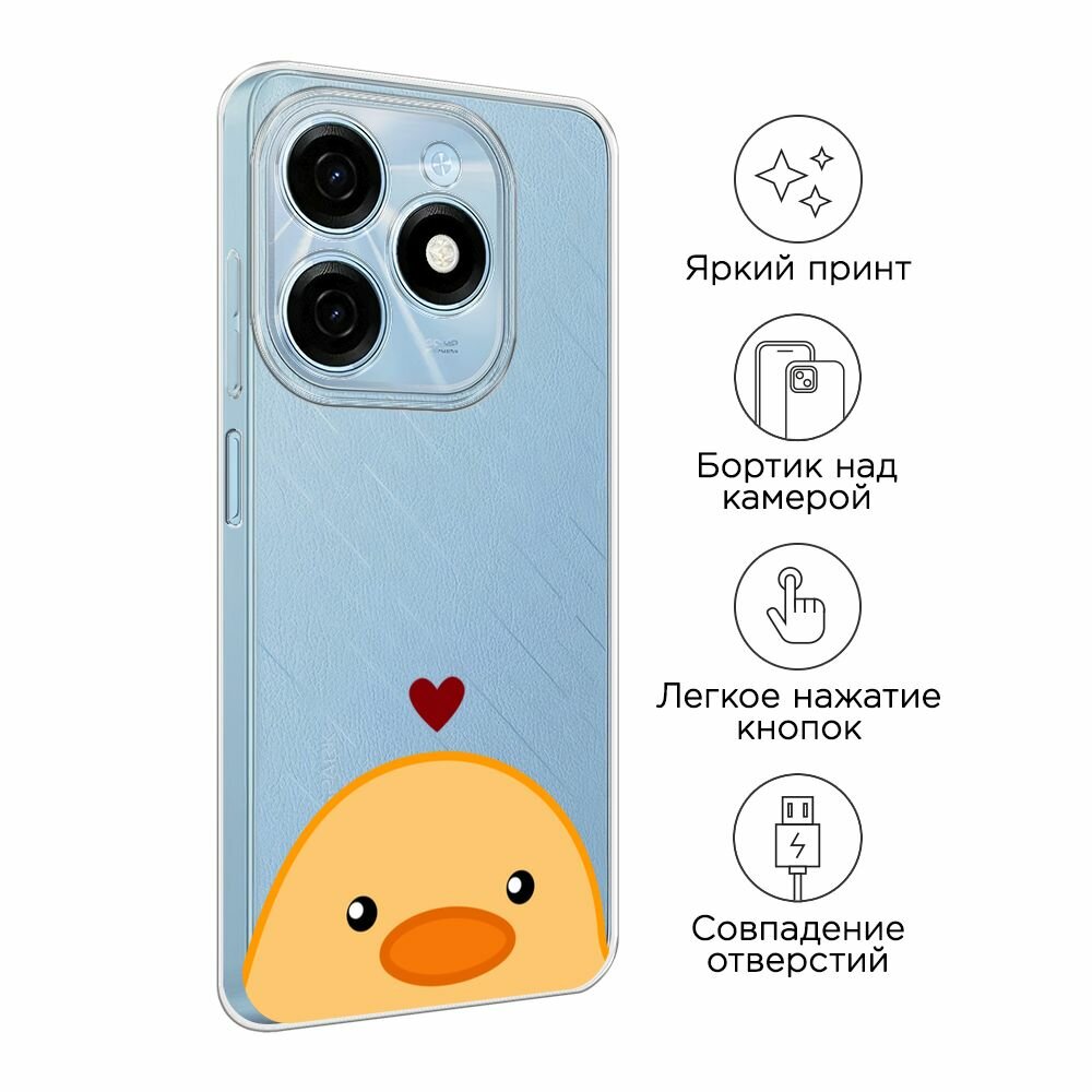 Чехол на Tecno Spark 20 / Текно Спарк 20 с принтом "Влюблённая уточка - 14 февраля", прозрачный — фото 1