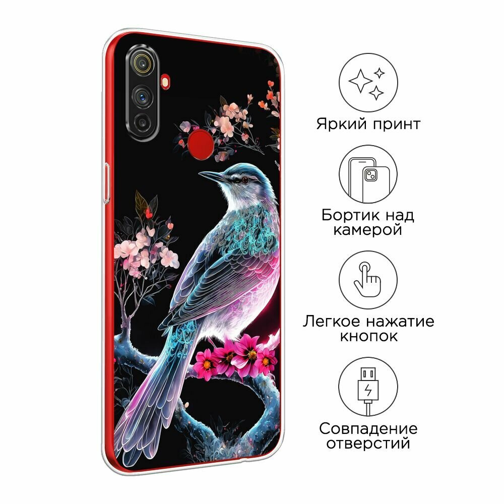 Чехол на Realme C3 / Реалми C3 с принтом "Птица на цветущем дереве" — фото 1