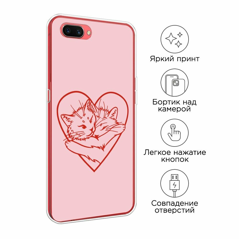 Чехол на Oppo A3s / Oppo A3s с принтом "Влюблённые котики рисунок 1 - 14 февраля" — фото 1