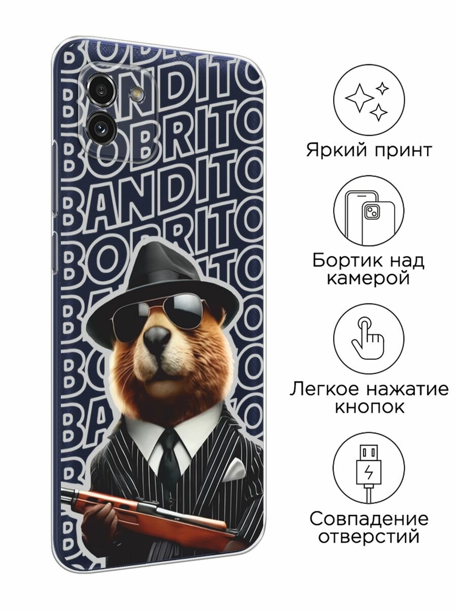 Чехол на Samsung Galaxy A03 / Самсунг Галакси А03 с принтом "Бобрито бандито 2", прозрачный — фото 1