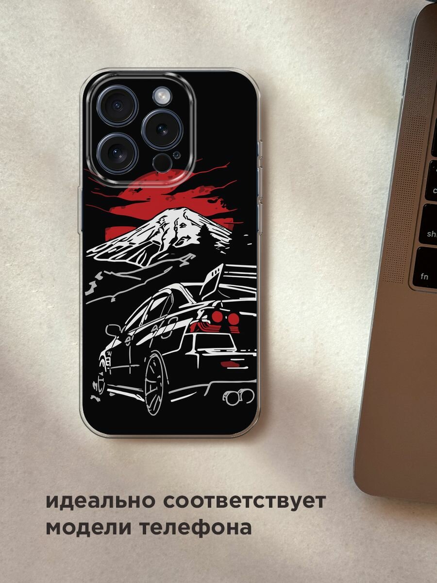 Чехол на Apple iPhone 15 Pro / Айфон 15 Про с принтом "Машина в горах JDM" — фото 1