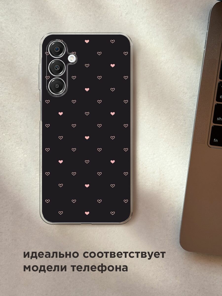 Чехол на Samsung Galaxy A16 / Самсунг А16 с принтом "Черный фон и сердечки" — фото 1
