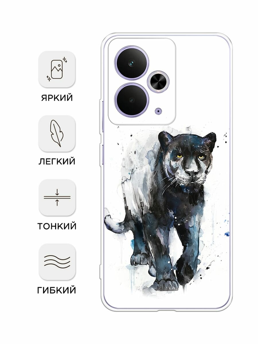 Силиконовый чехол на Realme 14T / Реалми 14Т с принтом "Пантера арт 3" — фото 1