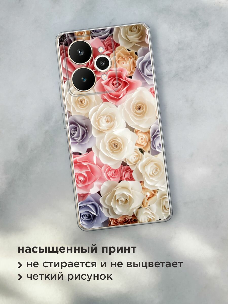 Силиконовый чехол на Realme 15 / Реалми 15 с принтом "Пастельные розы" — фото 1