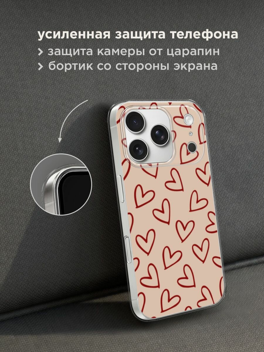 Чехол на Apple iPhone 17 Pro / Айфон 17 Про с принтом "Little hearts doodles 1 - 14 февраля" — фото 1