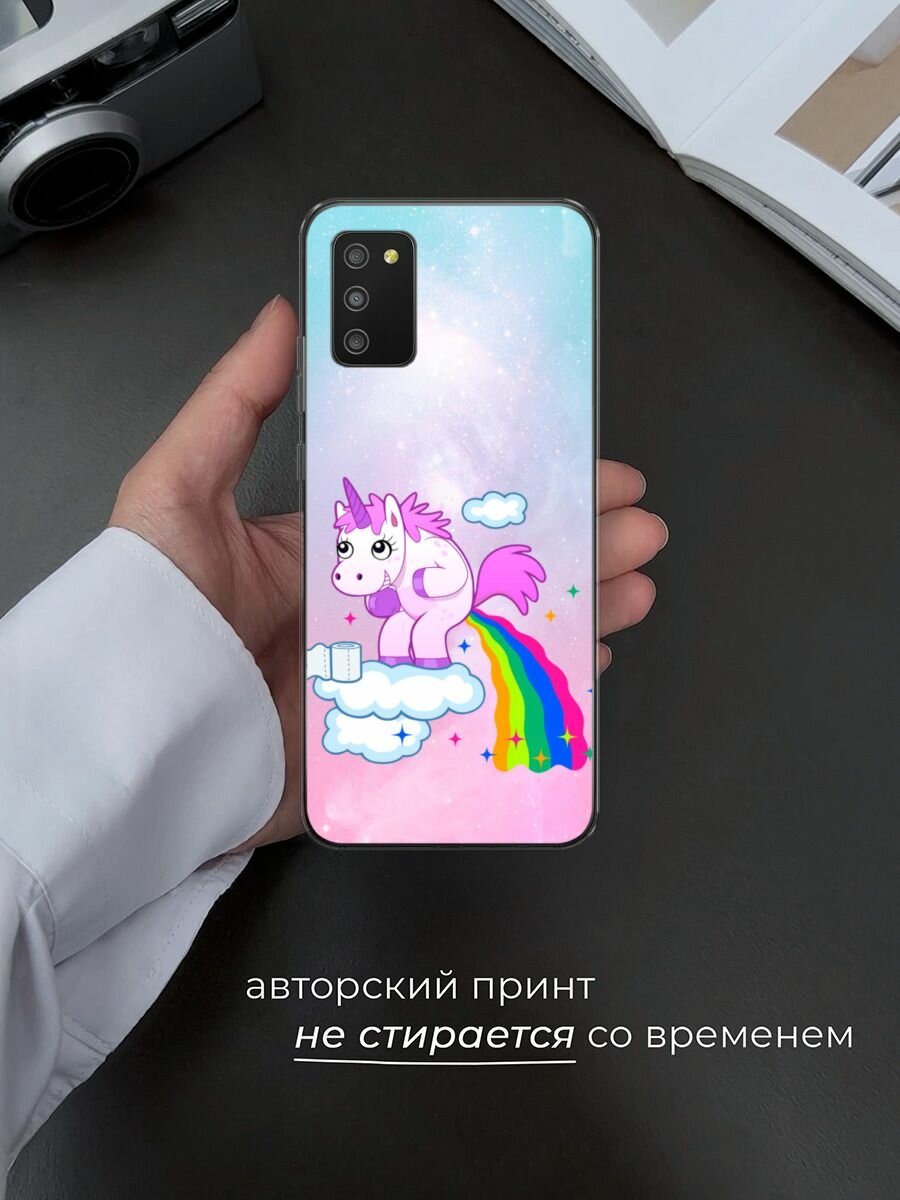 Чехол на Samsung Galaxy A02s / Самсунг Галакси A02s с принтом "Единорог какает" — фото 1