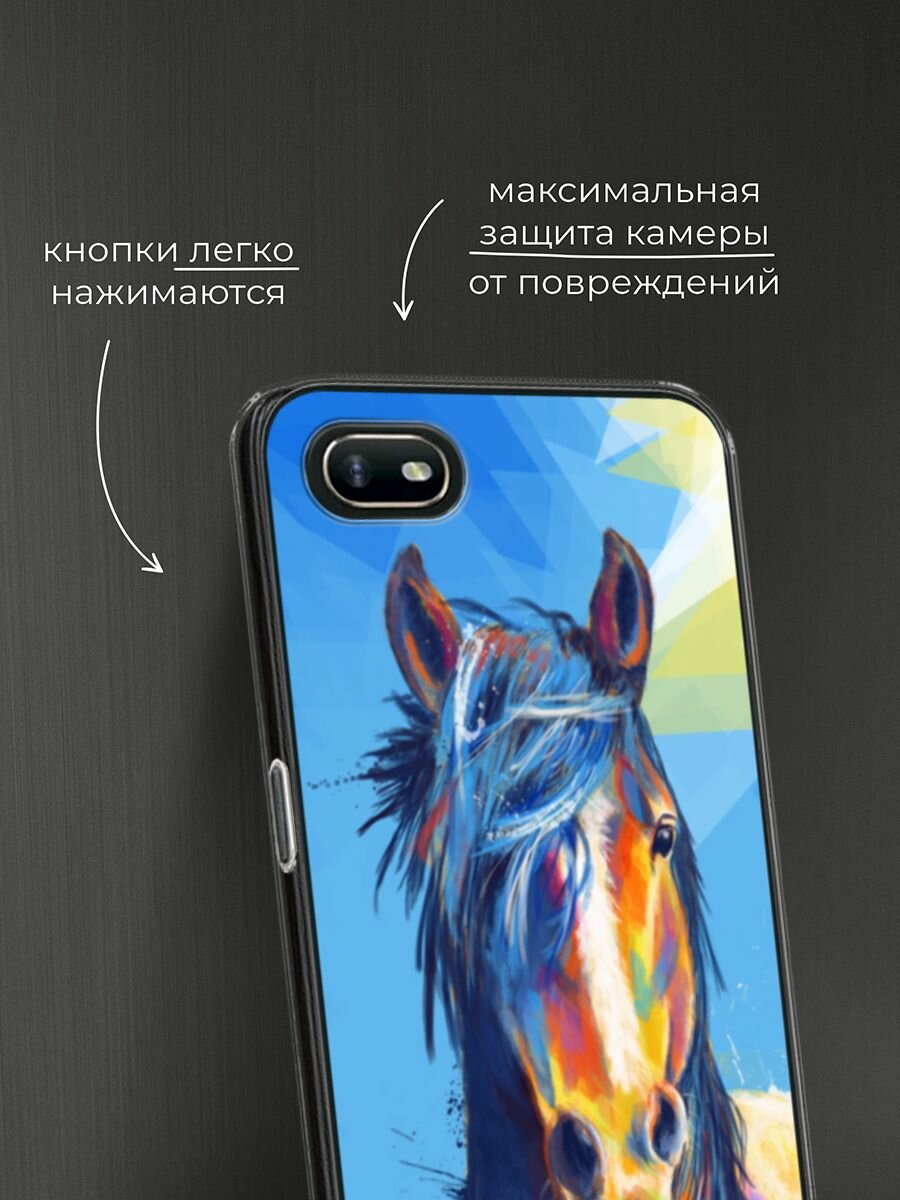 Силиконовый чехол на Oppo A1k / Оппо А1к с принтом "Лошадь арт 3" — фото 1