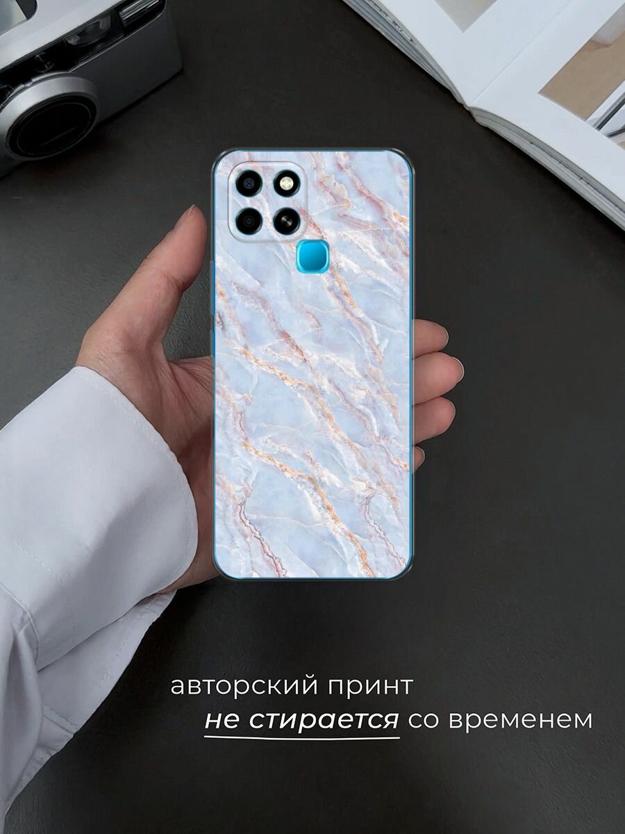 Чехол на Infinix Smart 6 / Инфиникс Смарт 6 с принтом "Сиреневый мрамор" — фото 1