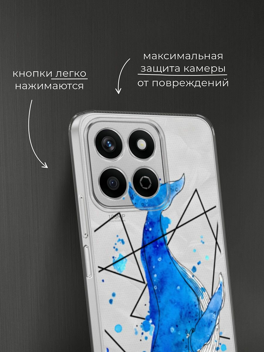 Чехол на Honor X7c / Хонор X7c с принтом "Кит графика", прозрачный — фото 1