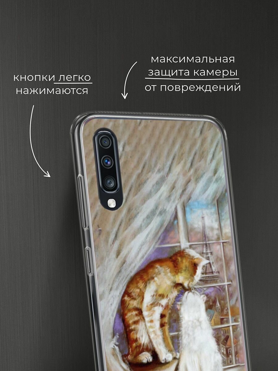 Чехол на Samsung Galaxy A70 / Самсунг Галакси А70 с принтом "Влюбленные котики 1" — фото 1