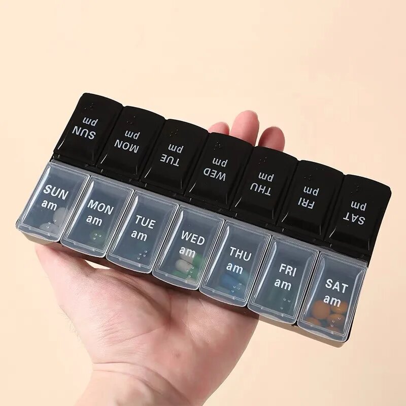 14-секционный Органайзер Для Таблеток С Таймером На 7 Дней, Контроль Дозировок Утром И Вечером, Точная Подготовка