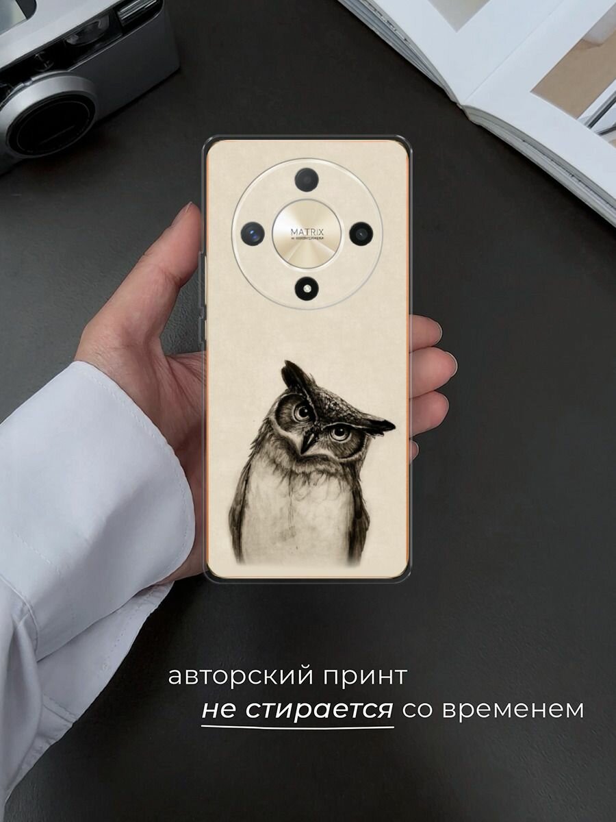 Силиконовый чехол на Honor X9b / Хонор X9B с принтом "Сова" — фото 1