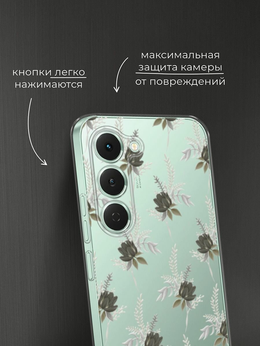 Чехол на Tecno Spark 40 Pro / Текно Спарк 40 Про с принтом "Паттерн цветы сепия" — фото 1