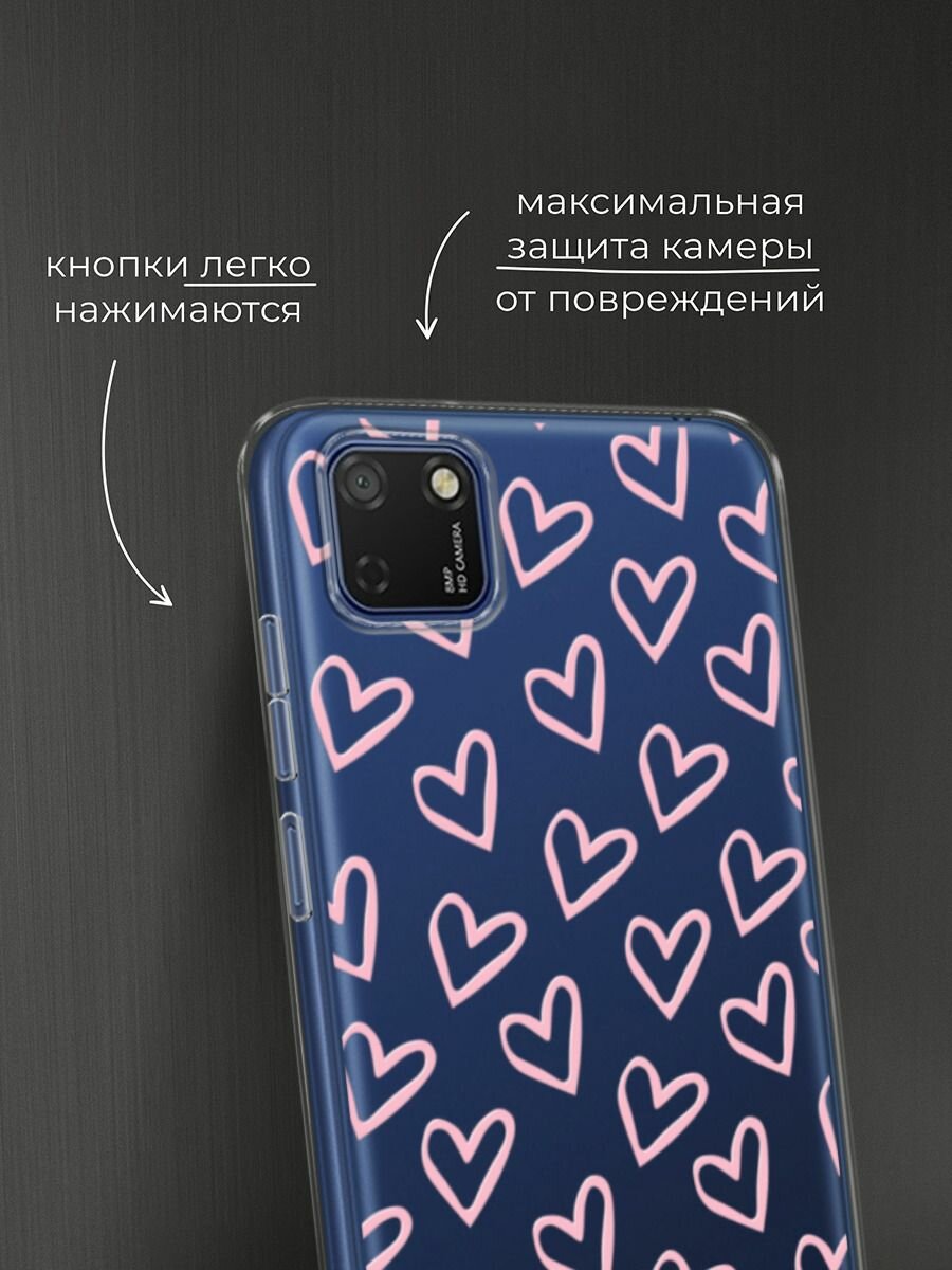Чехол на Honor 9S/Huawei Y5p / Хонор 9S/Хуавей Y5p с принтом "Сердца паттерн" — фото 1
