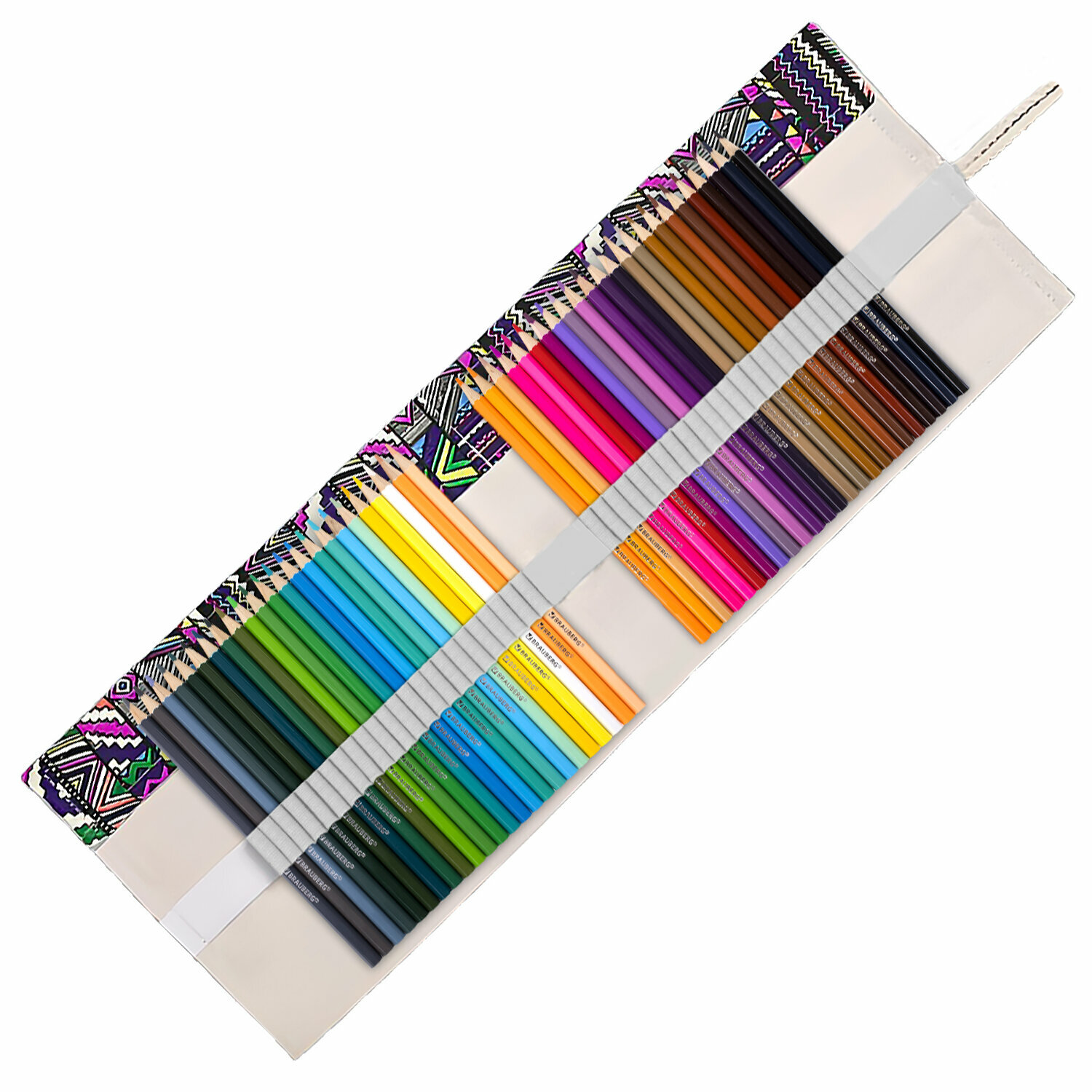 Карандаши цветные Brauberg стираемые в пенале-скрутке, 48 шт, точилка и ластик